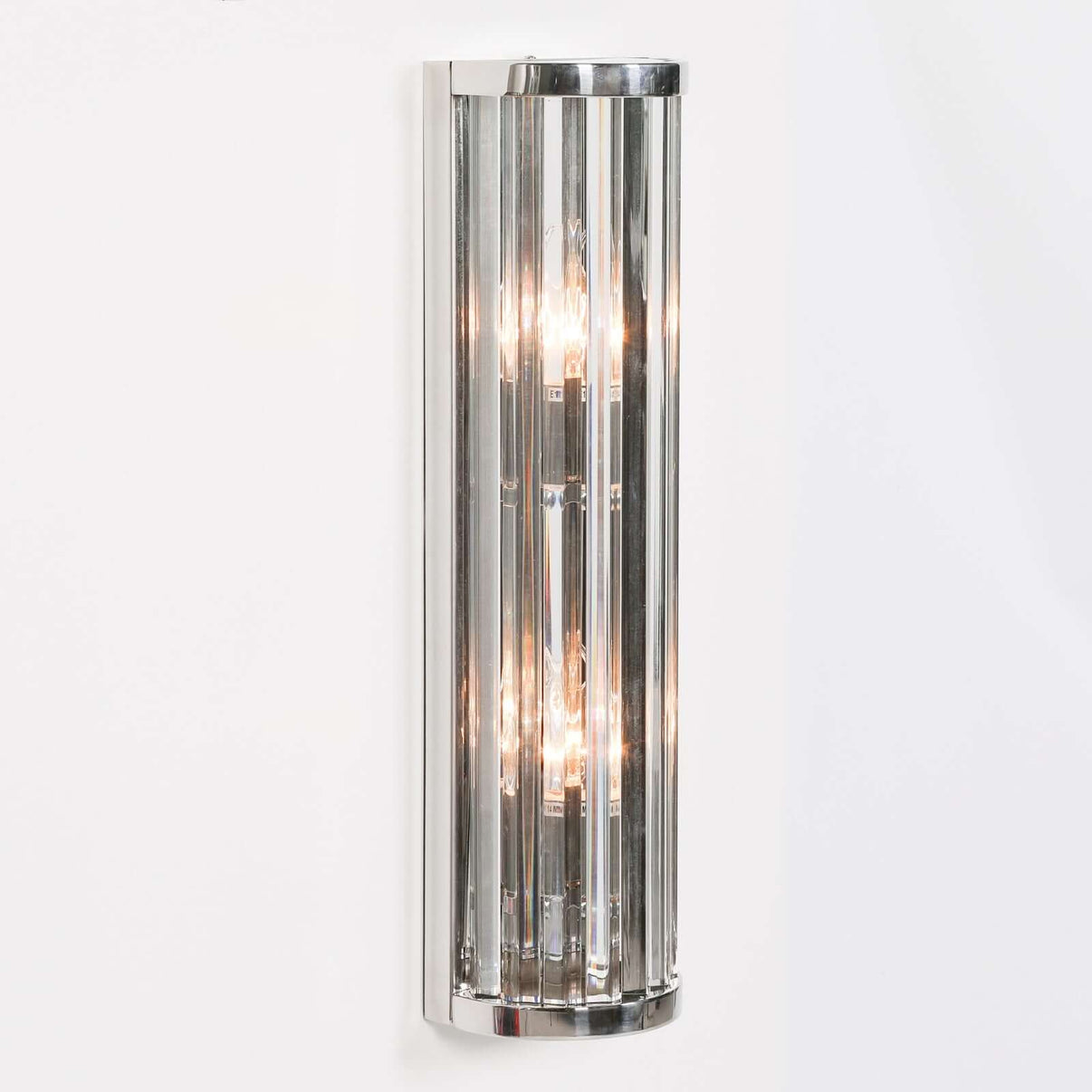 Chrome Wall Light Fluted Column With Glass Rods Art Deco Style 55cm