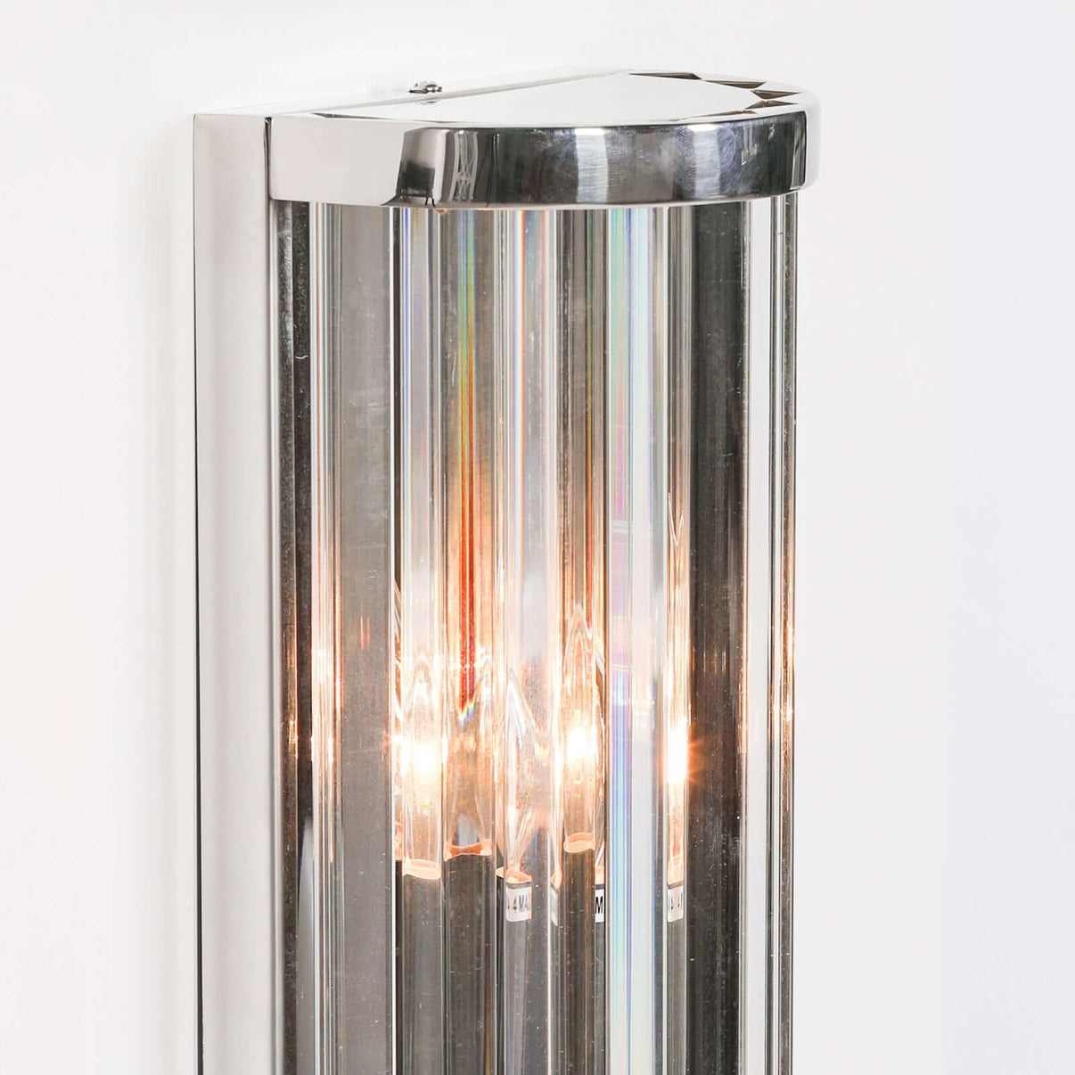 Chrome Wall Light Fluted Column With Glass Rods Art Deco Style 55cm