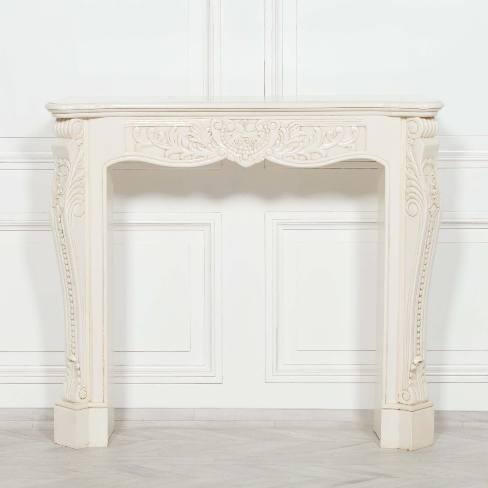 Aged Ivory Carved Fireplace Surround French Style