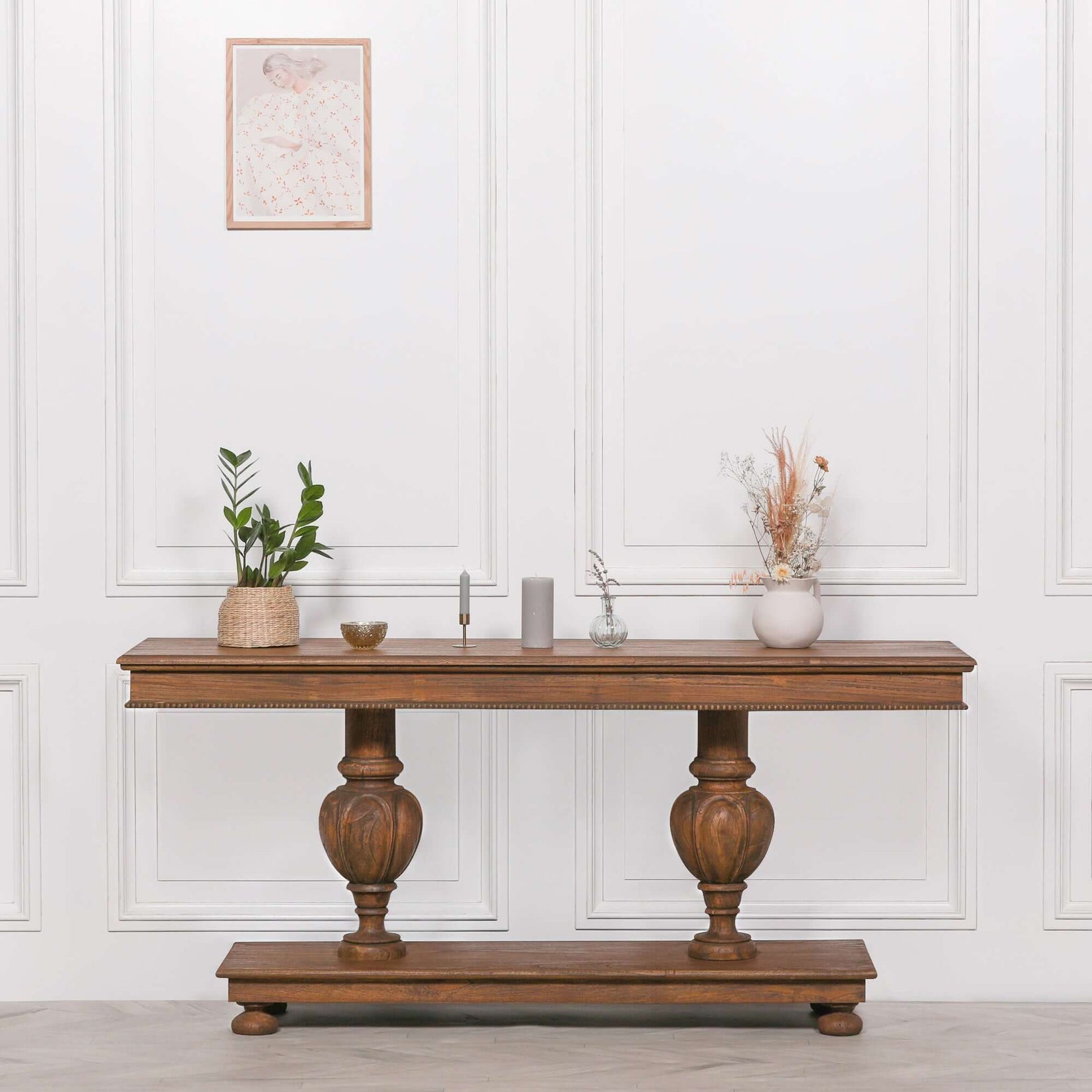 Wooden Console Table 180cm Rustic Detailed Style